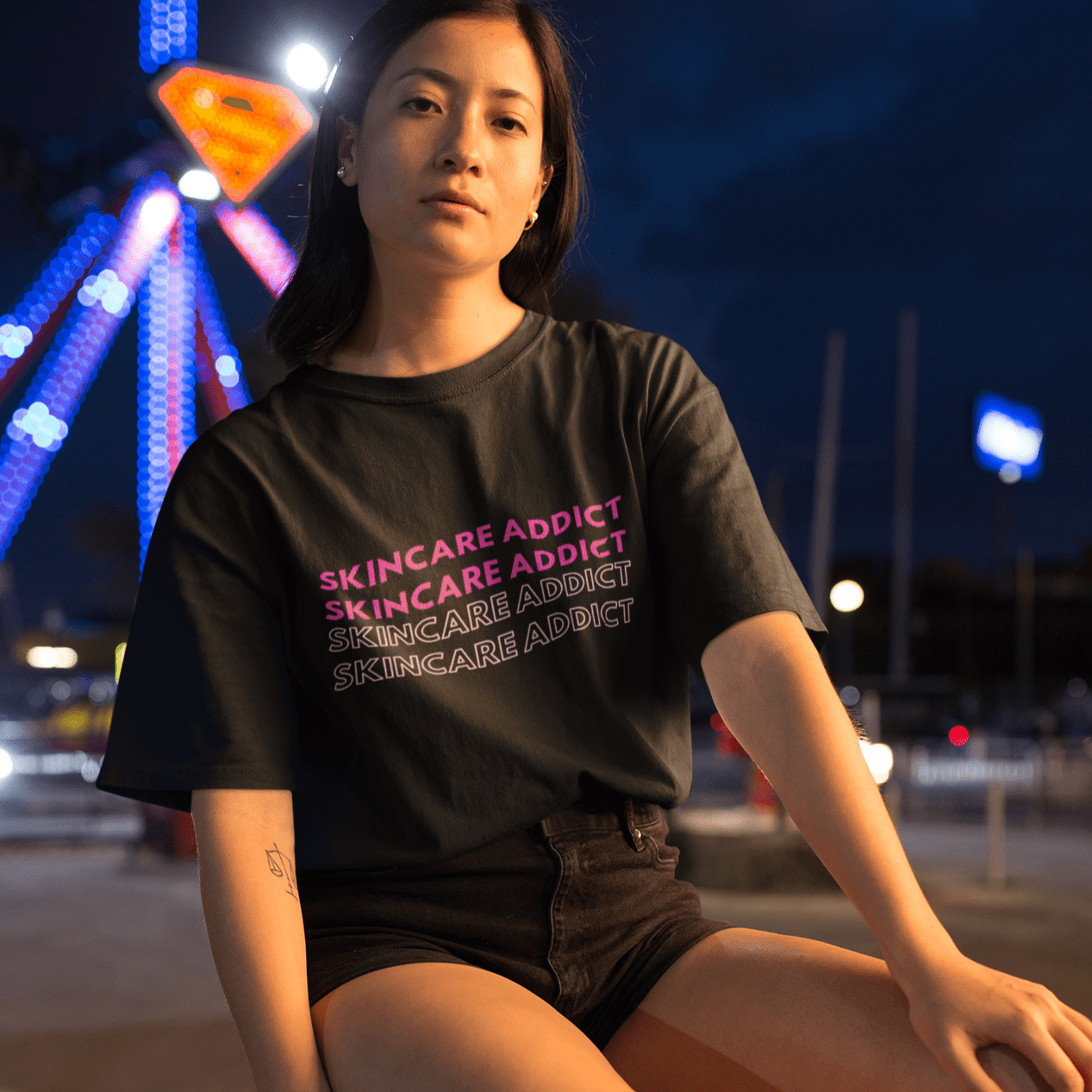 SkinCare Addict Pink Logo Cool Vintage Oversized T-Shirt| ButFirstSkin